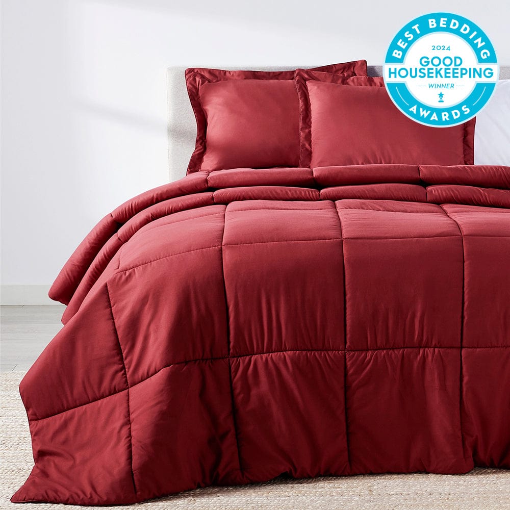 Deep Crimson Red Oversized Comforter Set – The Original PeachSkinSheets®